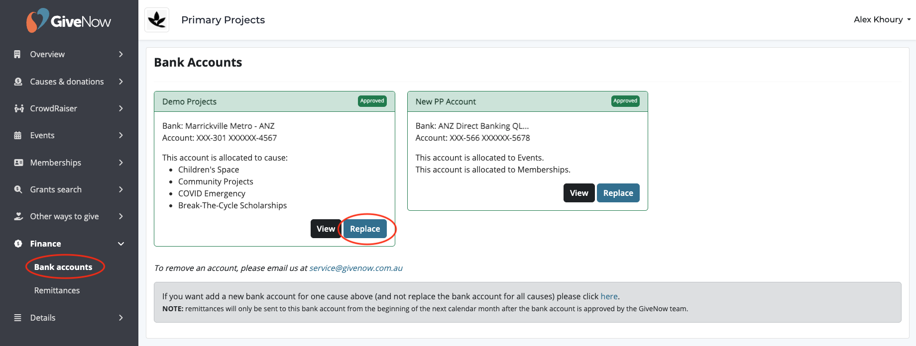 How do I add or update an organisation bank account? – GiveNow