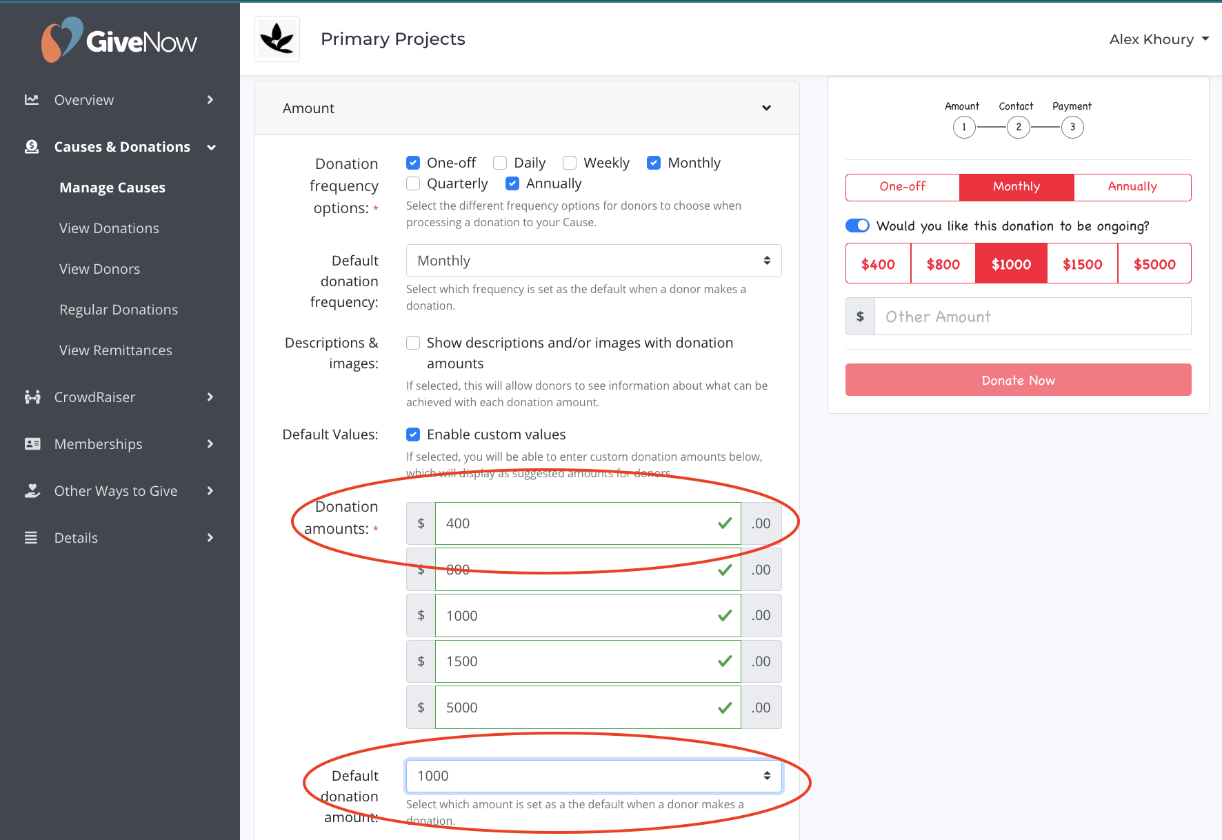 How do I edit the suggested donation amounts? – GiveNow