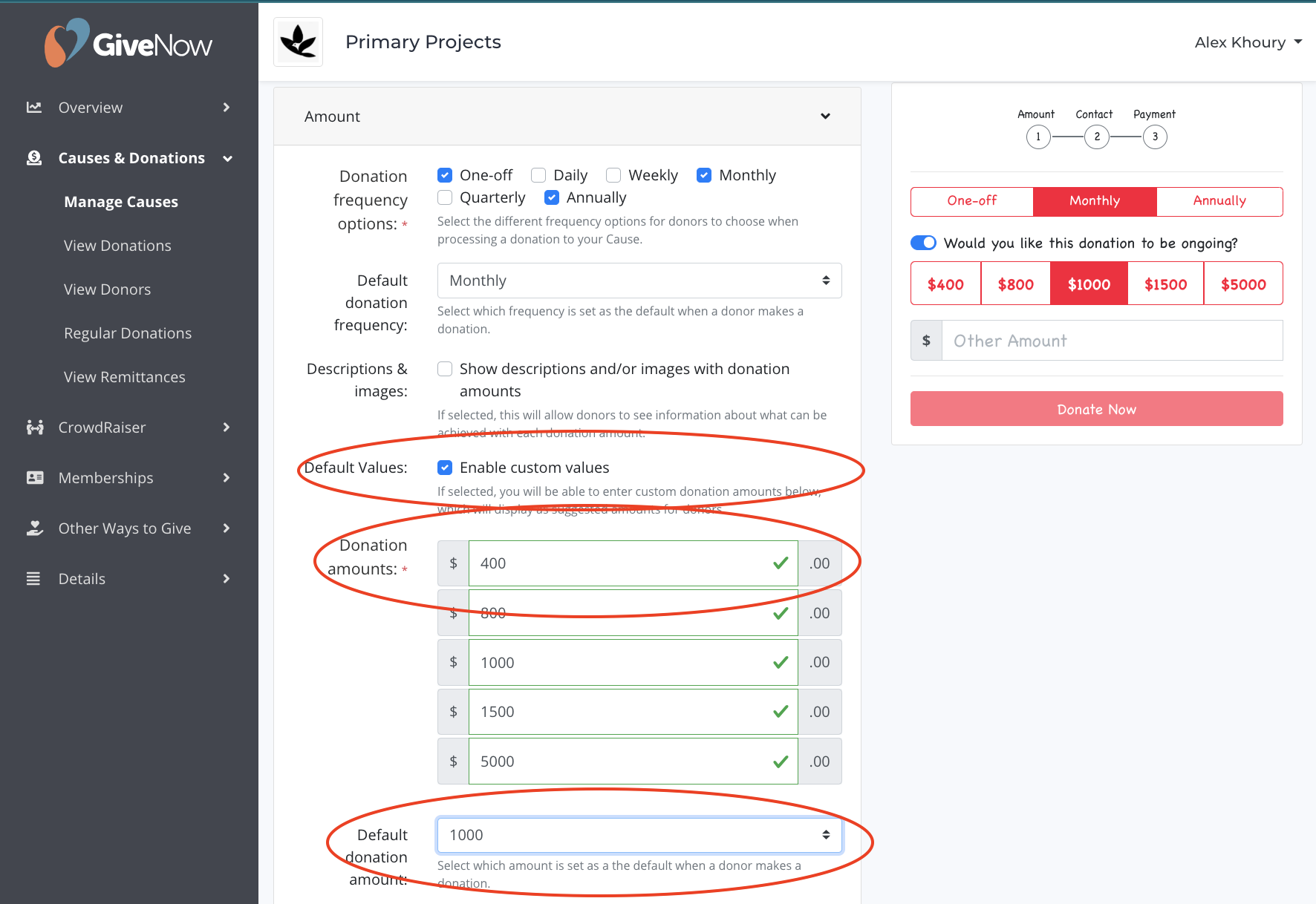 How do I edit the suggested donation amounts? – GiveNow